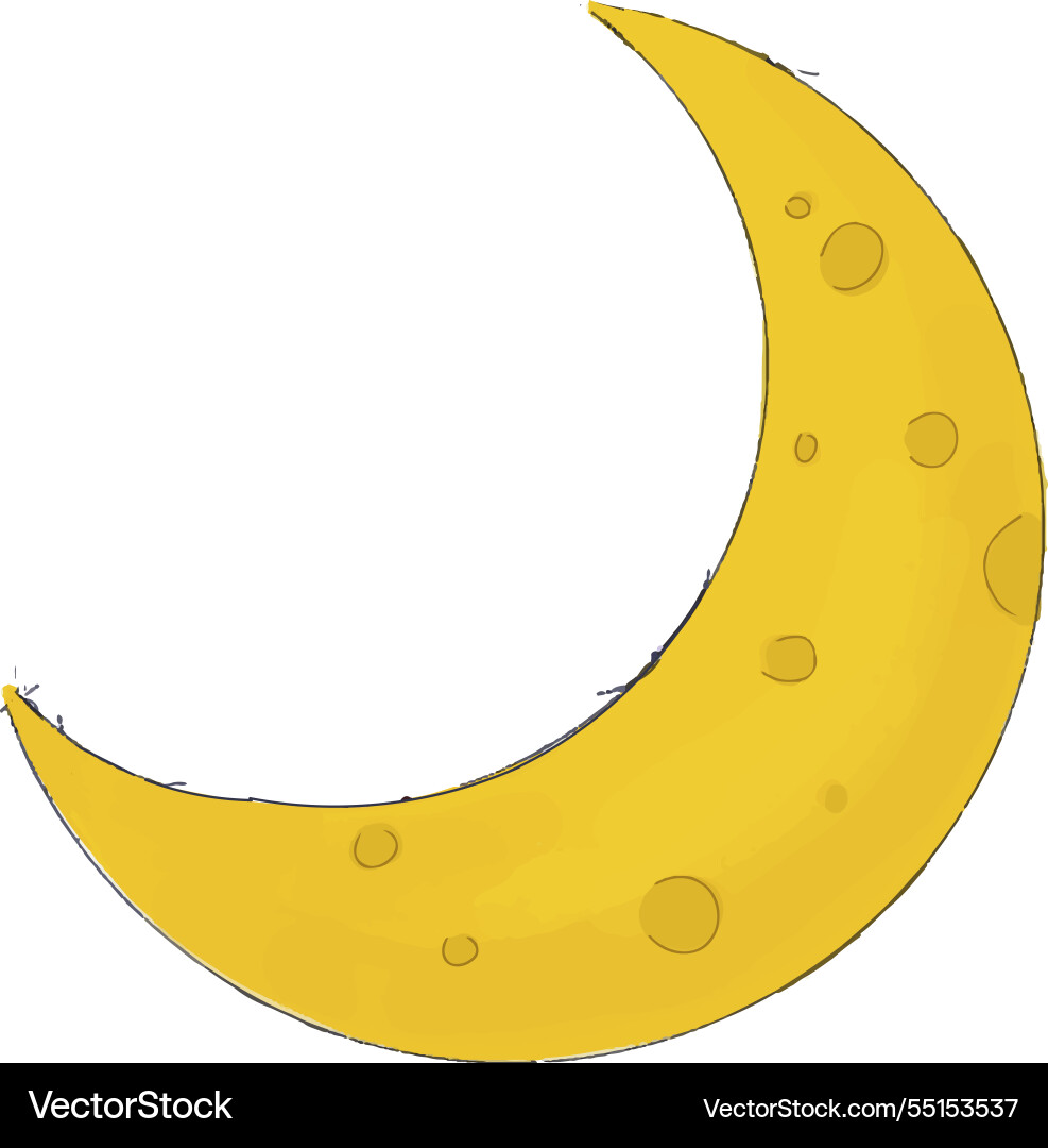 Hand drawn crescent cartoon style Royalty Free Vector Image