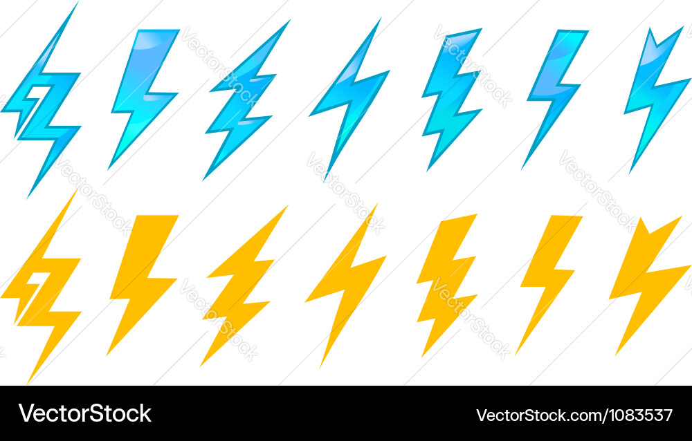 Lightning icons and symbols Royalty Free Vector Image