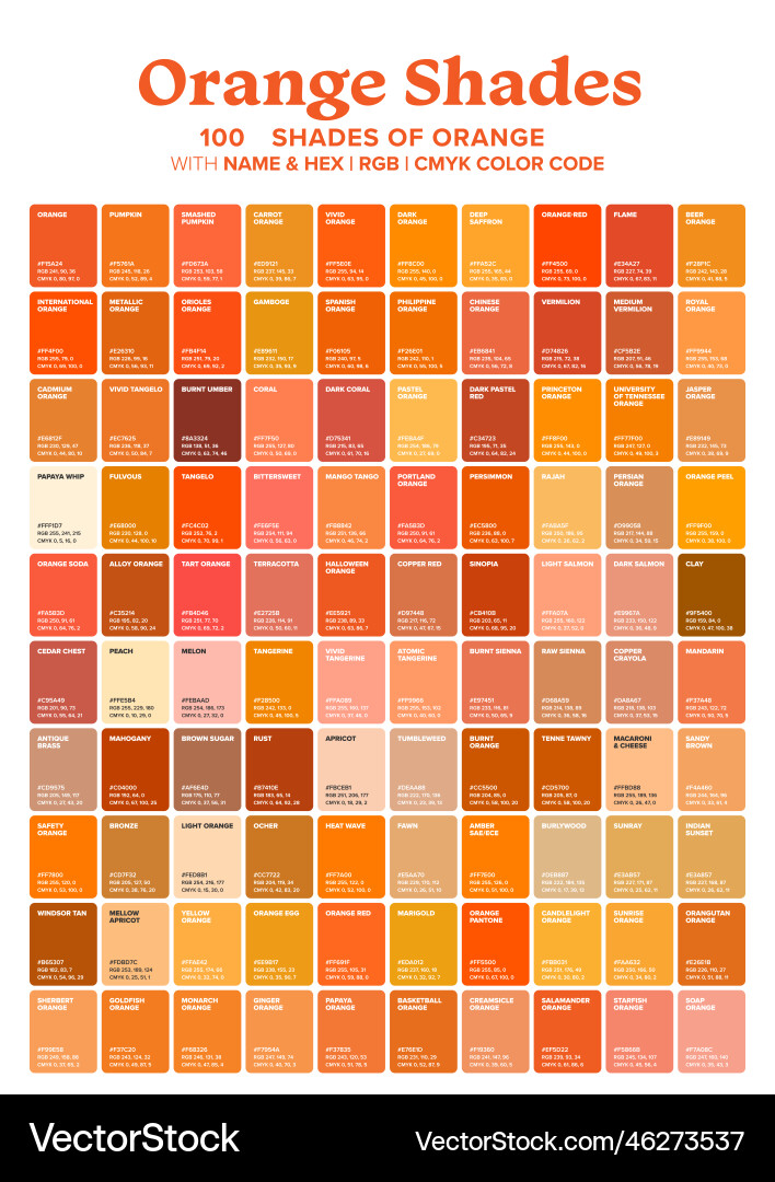 Orange 100 color shades Royalty Free Vector Image
