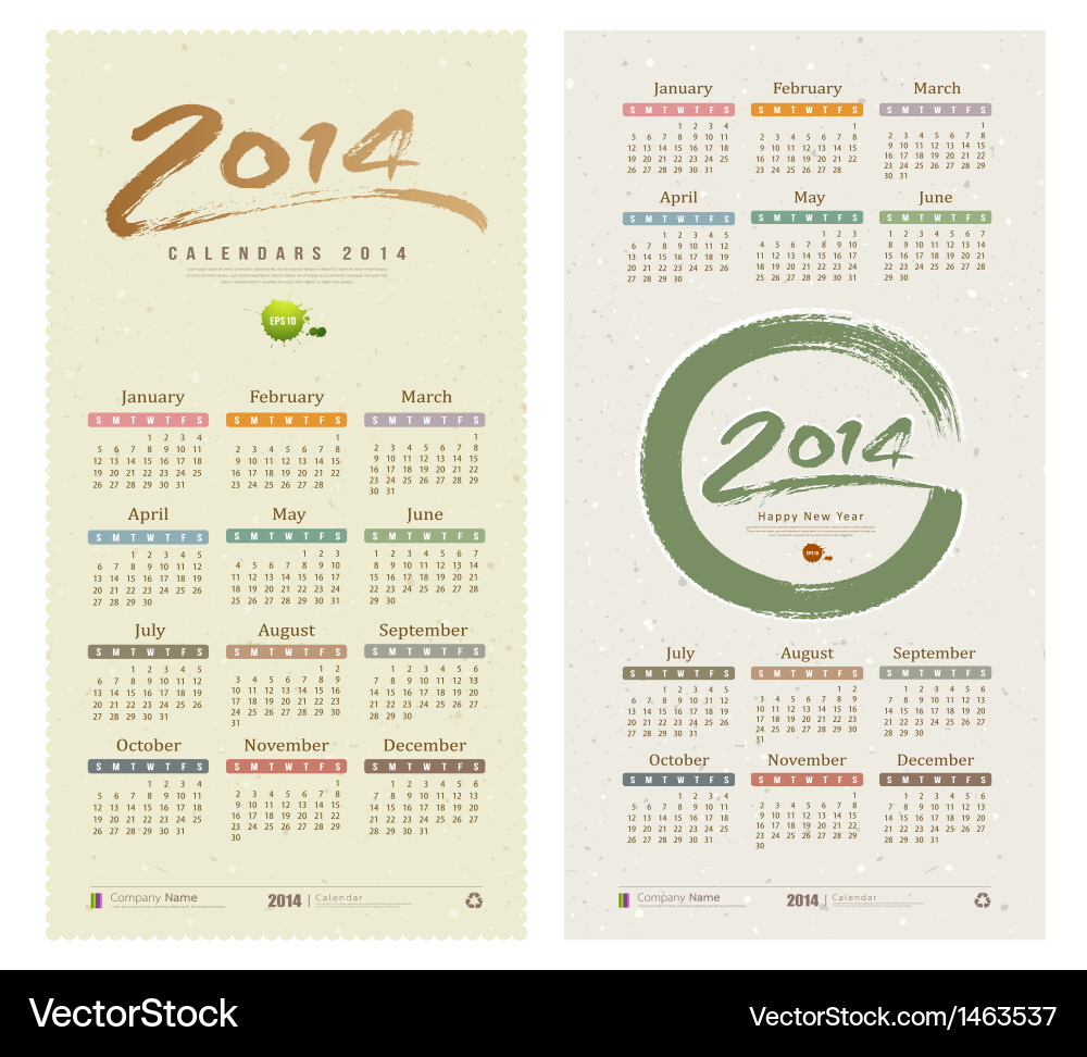 Paint Brush Calendar 2014 Royalty Free Vector Image
