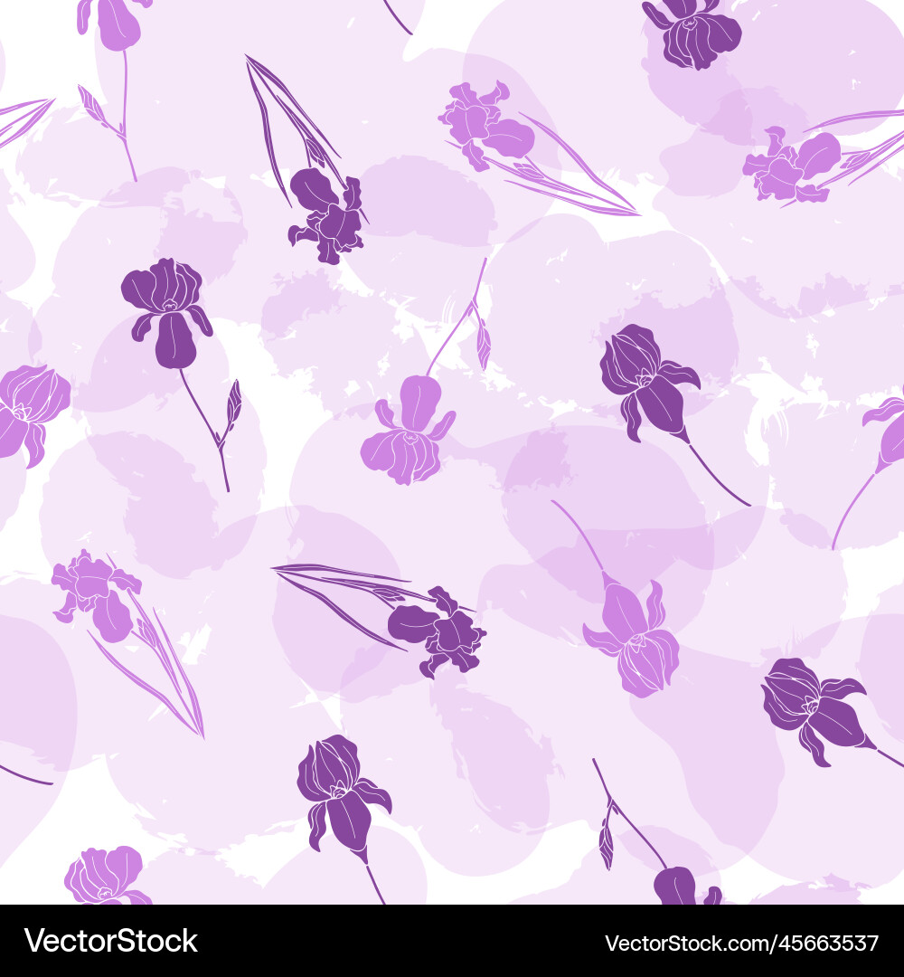 Purple Iris Floral Pattern Royalty Free Vector Image