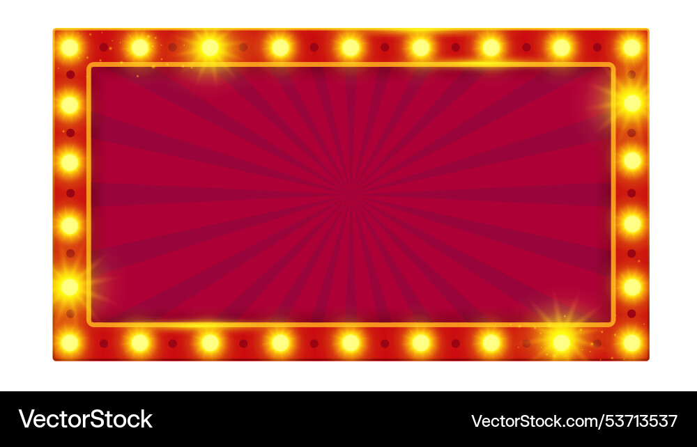 Red retro marquee sign frame with glowing lights Vector Image