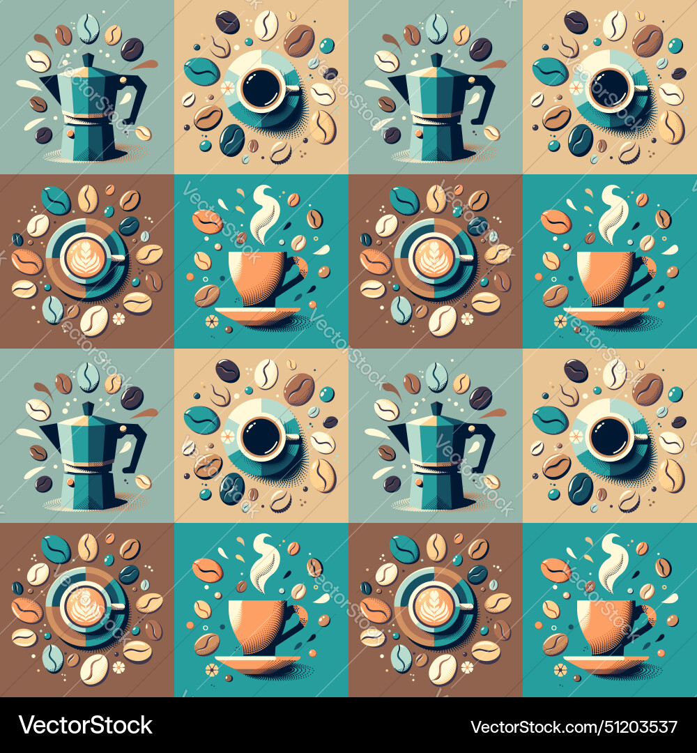 Retro coffee seamless background Royalty Free Vector Image