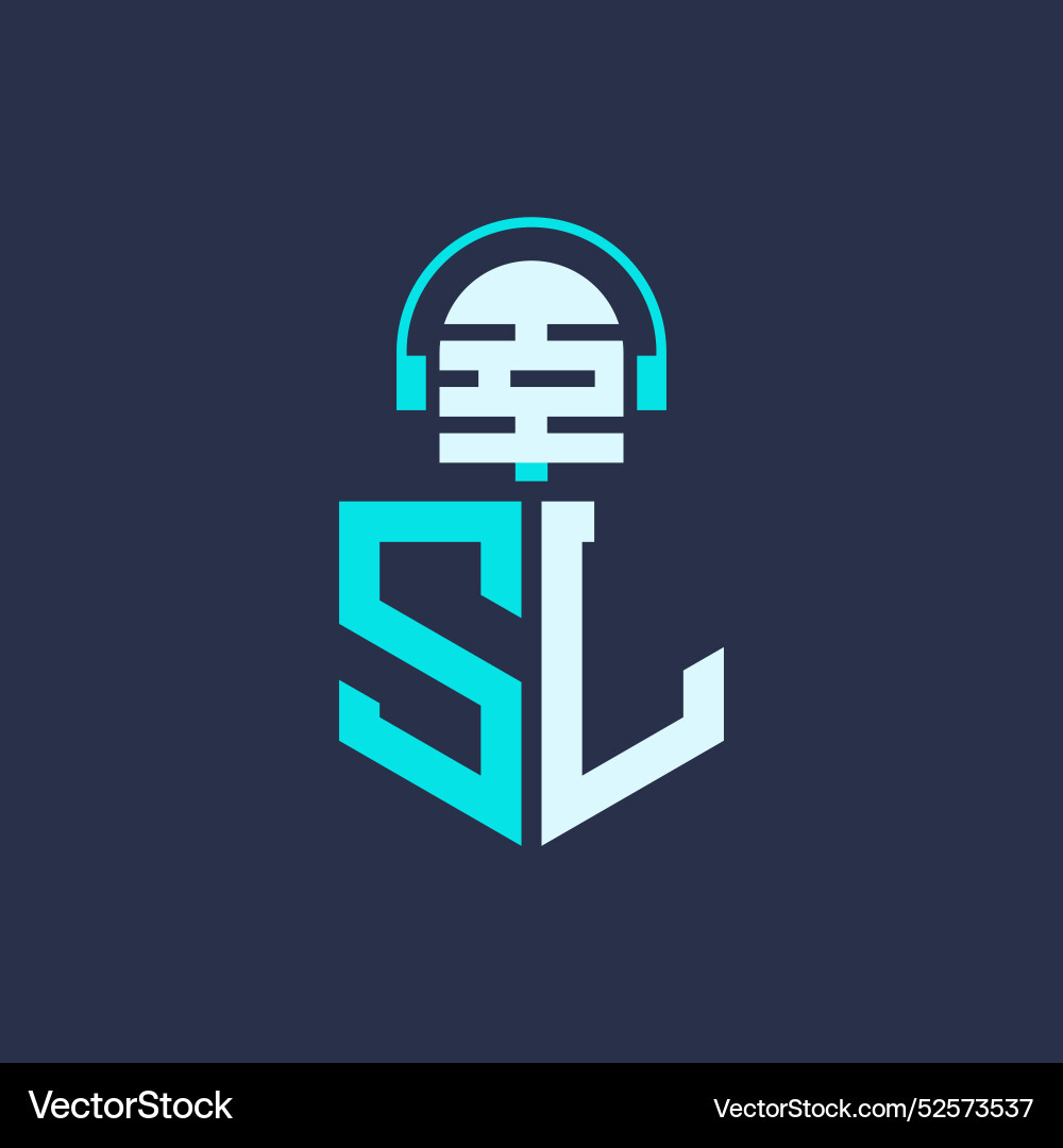 Sl microphone logo design for audio music Vector Image