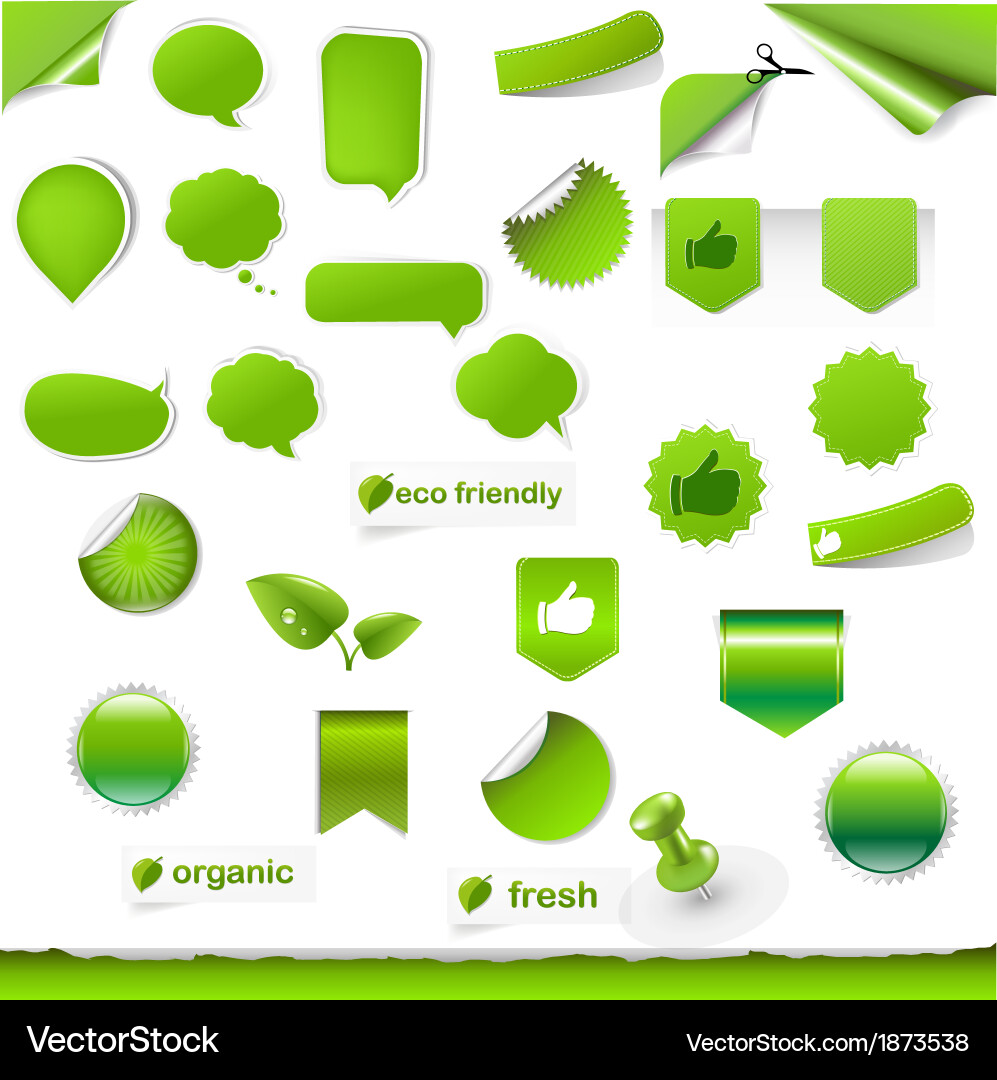 Big green symbols set Royalty Free Vector Image