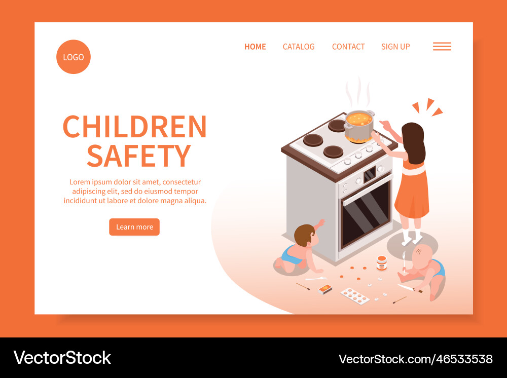 Children safety isometric web site Royalty Free Vector Image