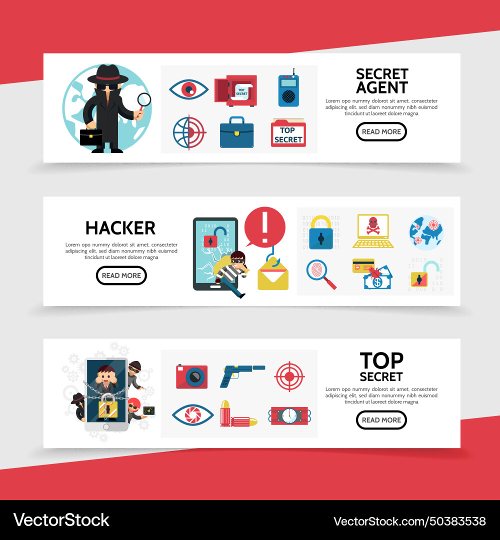 Flat hacking horizontal banners Royalty Free Vector Image