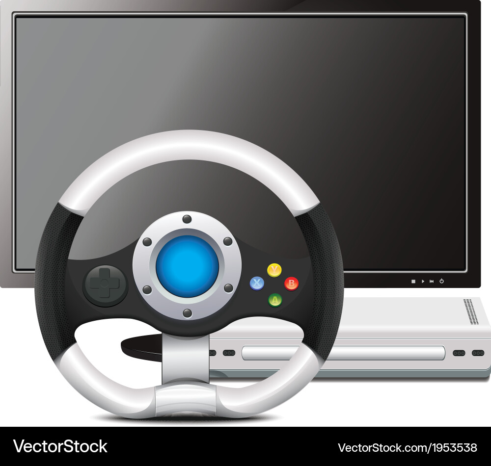 Game steering wheel with tv Royalty Free Vector Image