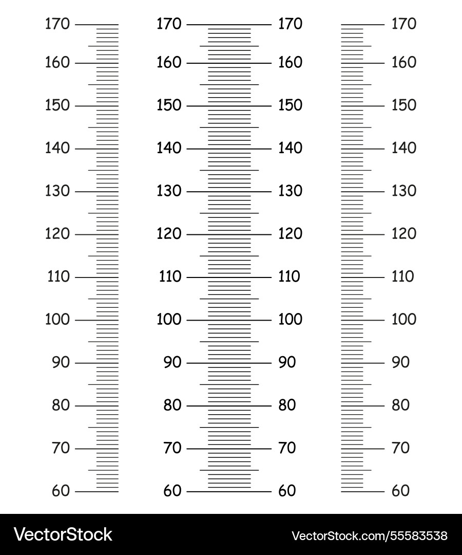 Height charts from 60 to 170 centimeters set Vector Image