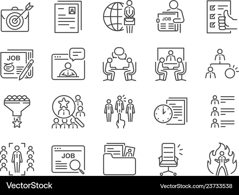 Jobs line icon set Royalty Free Vector Image - VectorStock