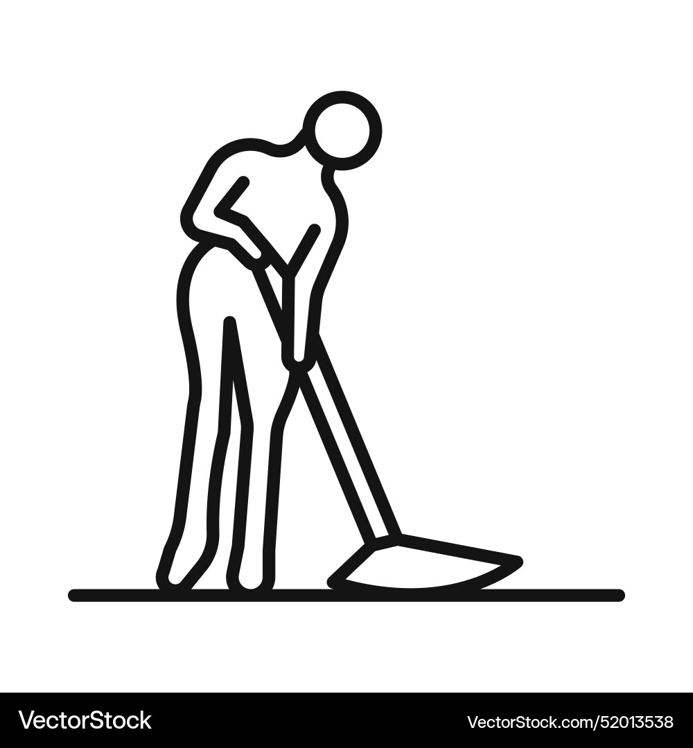 Mopping floors icon black line art Royalty Free Vector Image