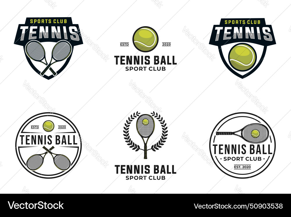Tennis ball graphic template collection set Vector Image