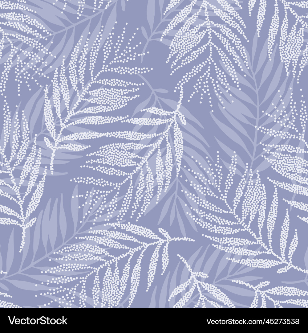 Tropical palm leaves seamless pattern in blue Vector Image