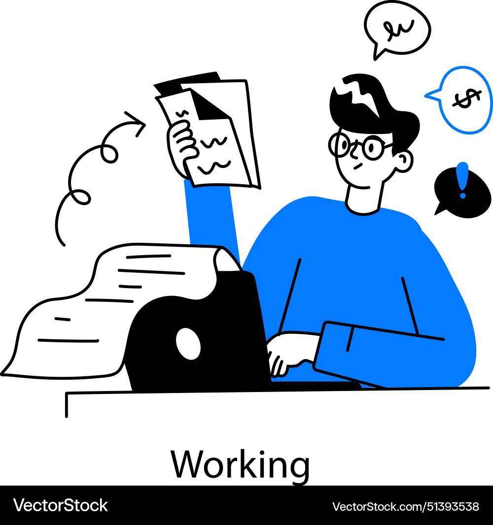 Working Royalty Free Vector Image - VectorStock