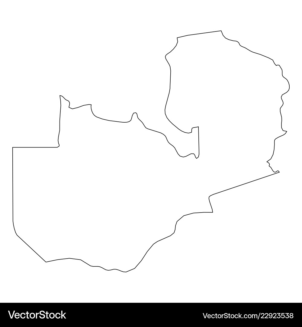 Zambia Country Map - Black Outline Royalty Free Vector Image