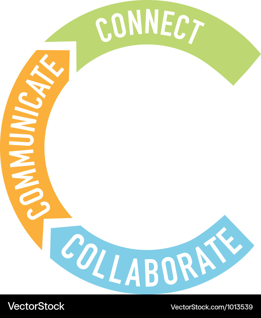 Connect collaborate communicate arrows Royalty Free Vector
