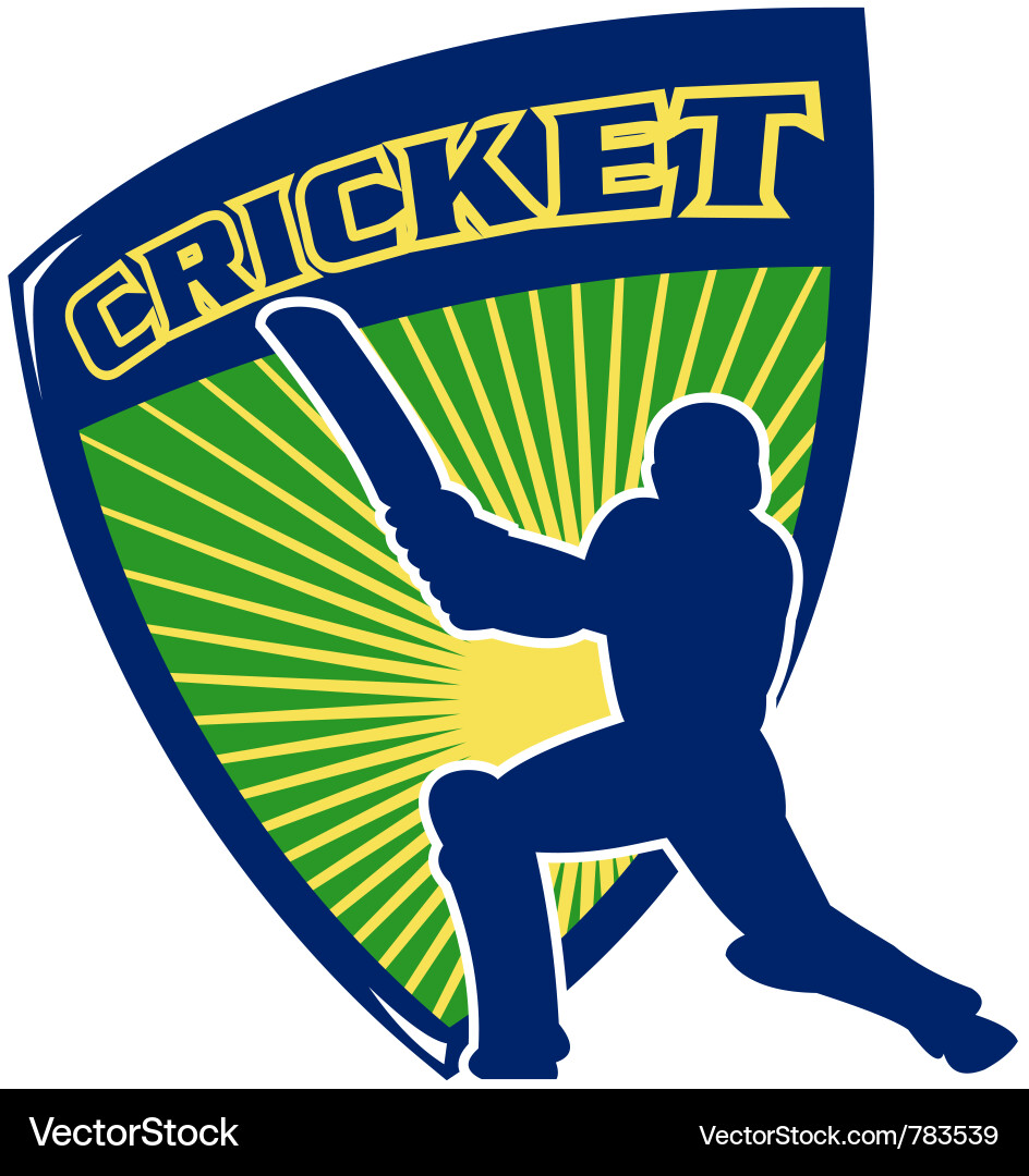Cricket sports shield Royalty Free Vector Image