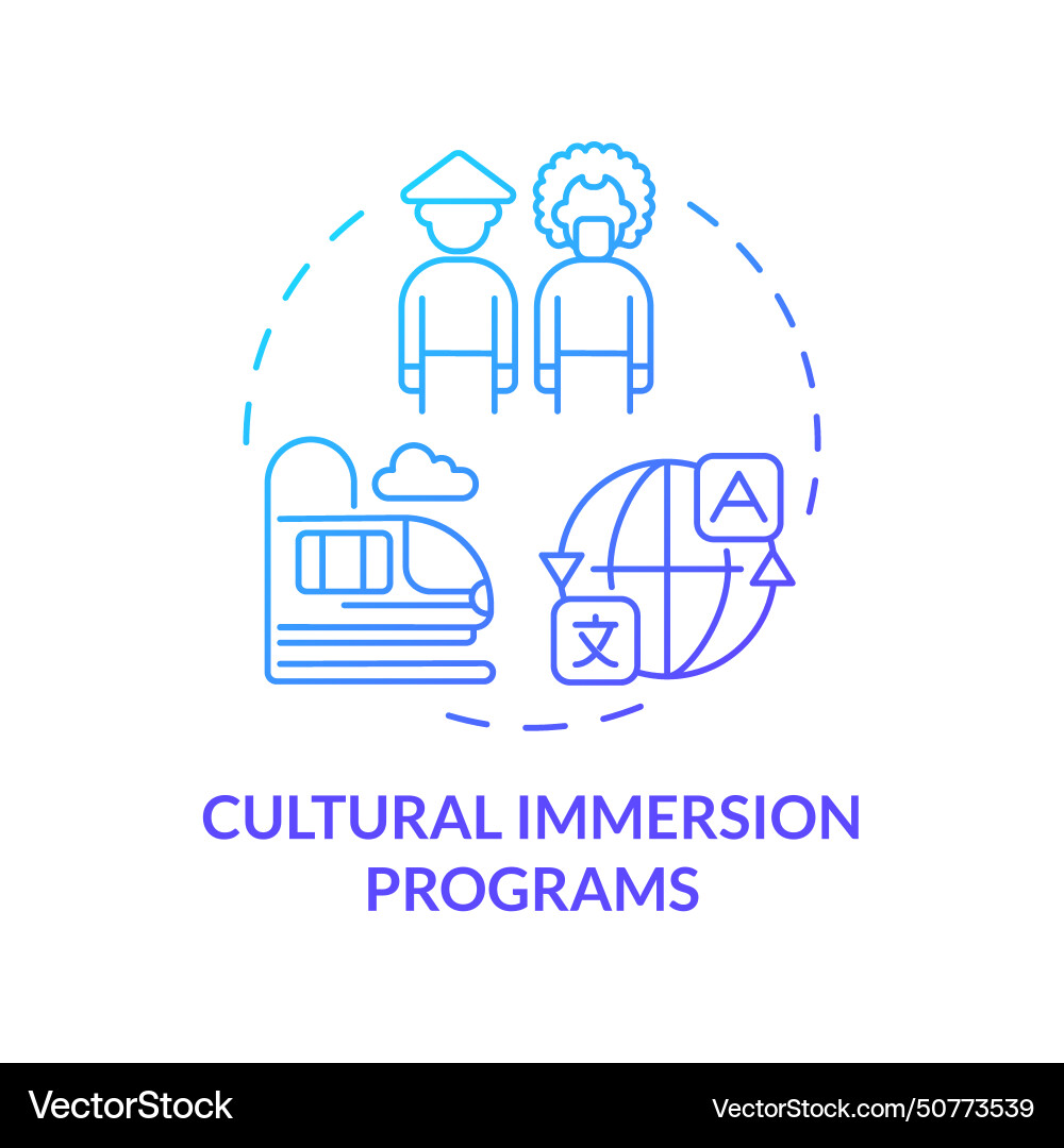 Cultural immersion programs blue gradient concept Vector Image