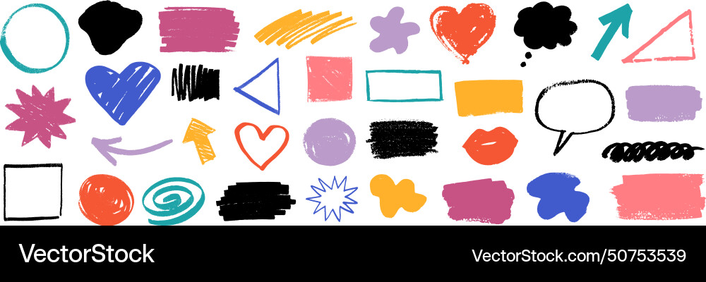 Grunge hand drawn abstract shapes Royalty Free Vector Image