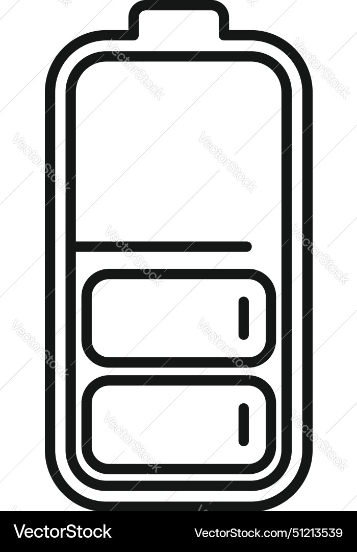Half battery charge icon outline power low Vector Image