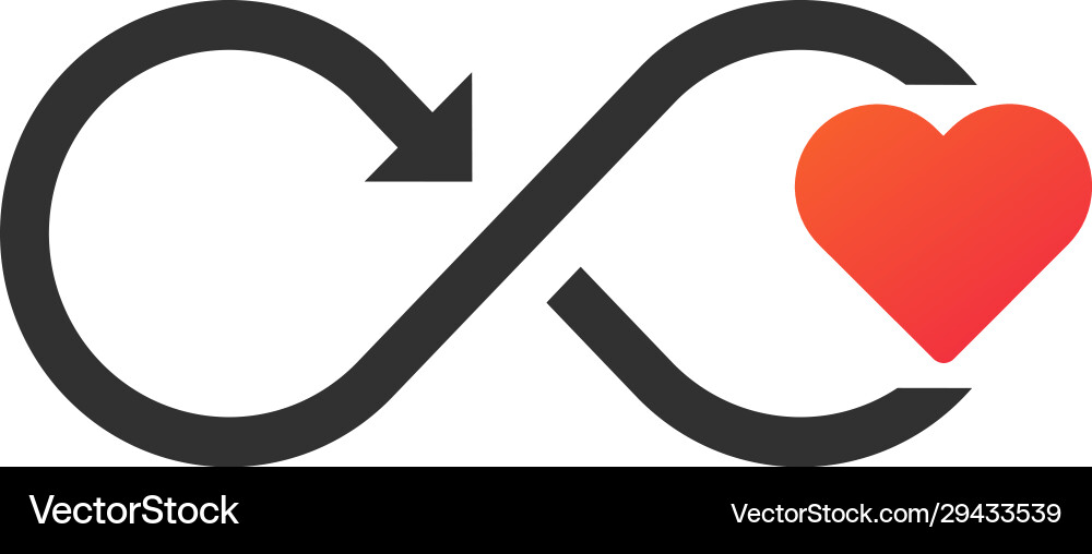Infinity sign with heart and motion arrow modern Vector Image
