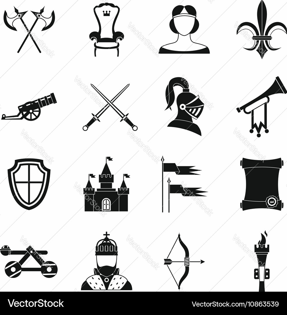 Medieval Knight Icons - Warrior Collection Vector Image