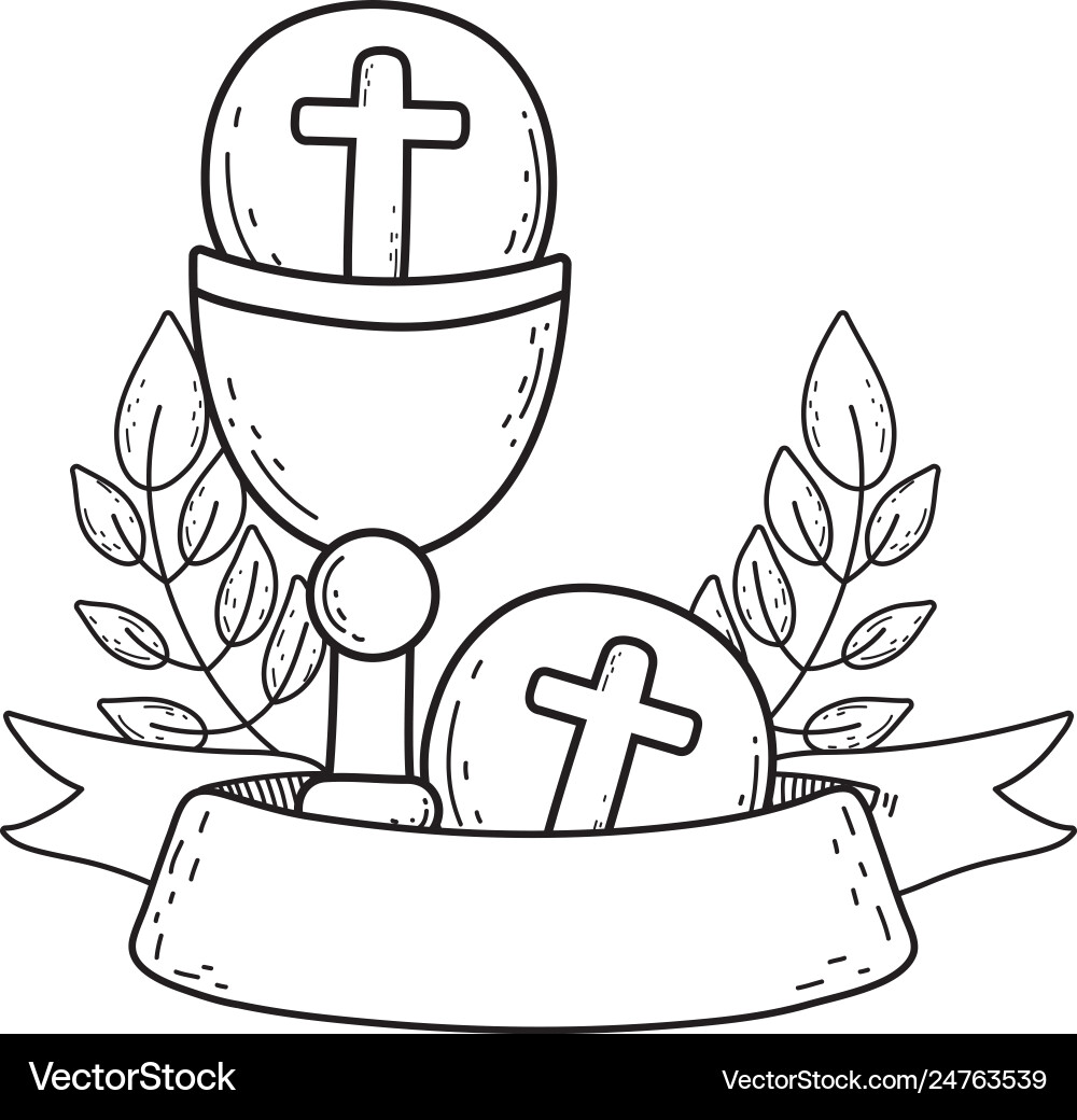 Sacred chalice with first communion Royalty Free Vector