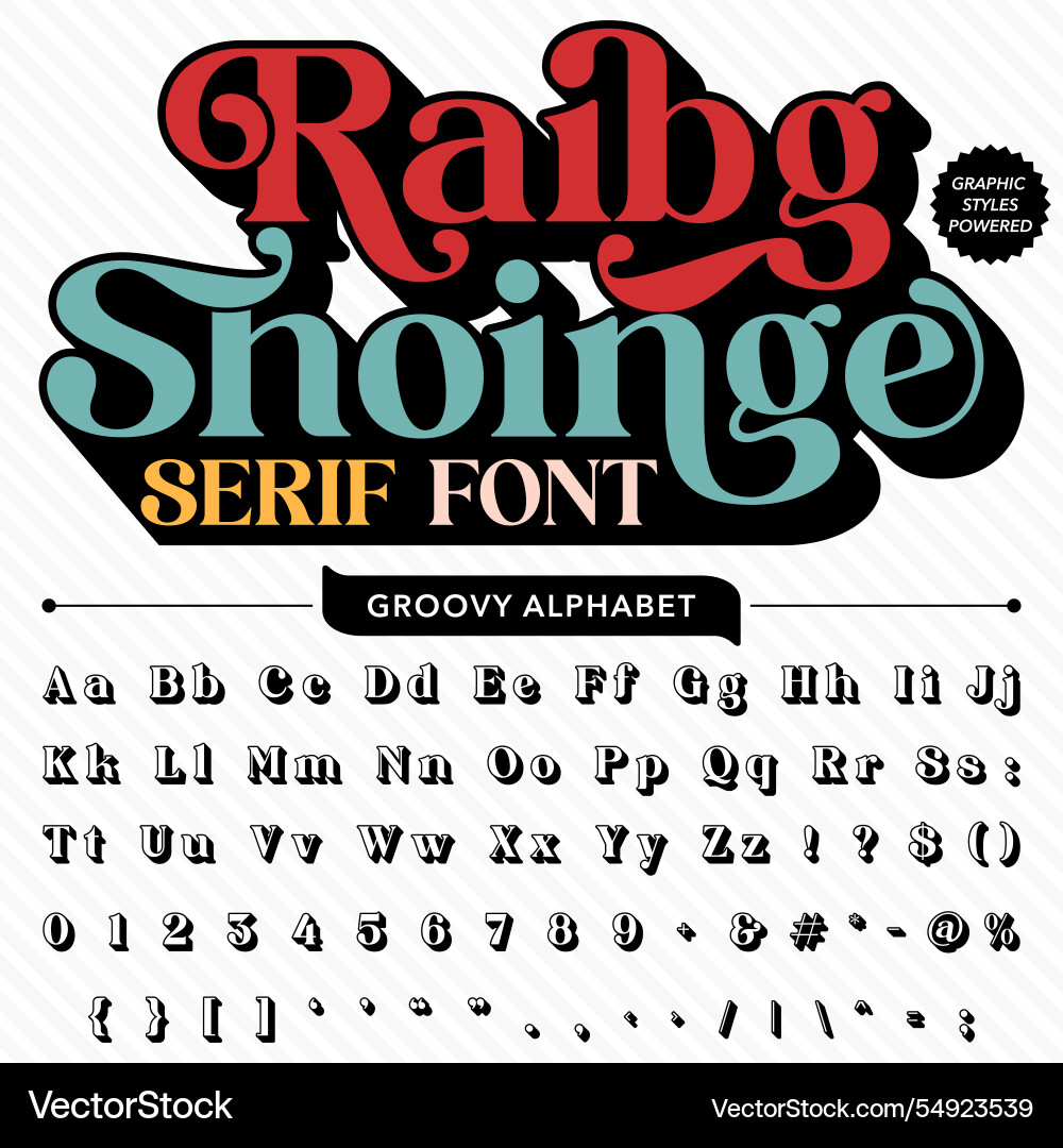 Serif retro vintage display bold font alphabet Vector Image