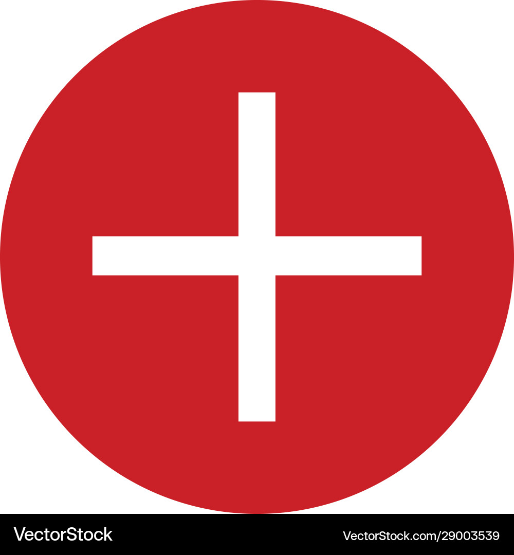 White plus sign in red circle isolated on Vector Image