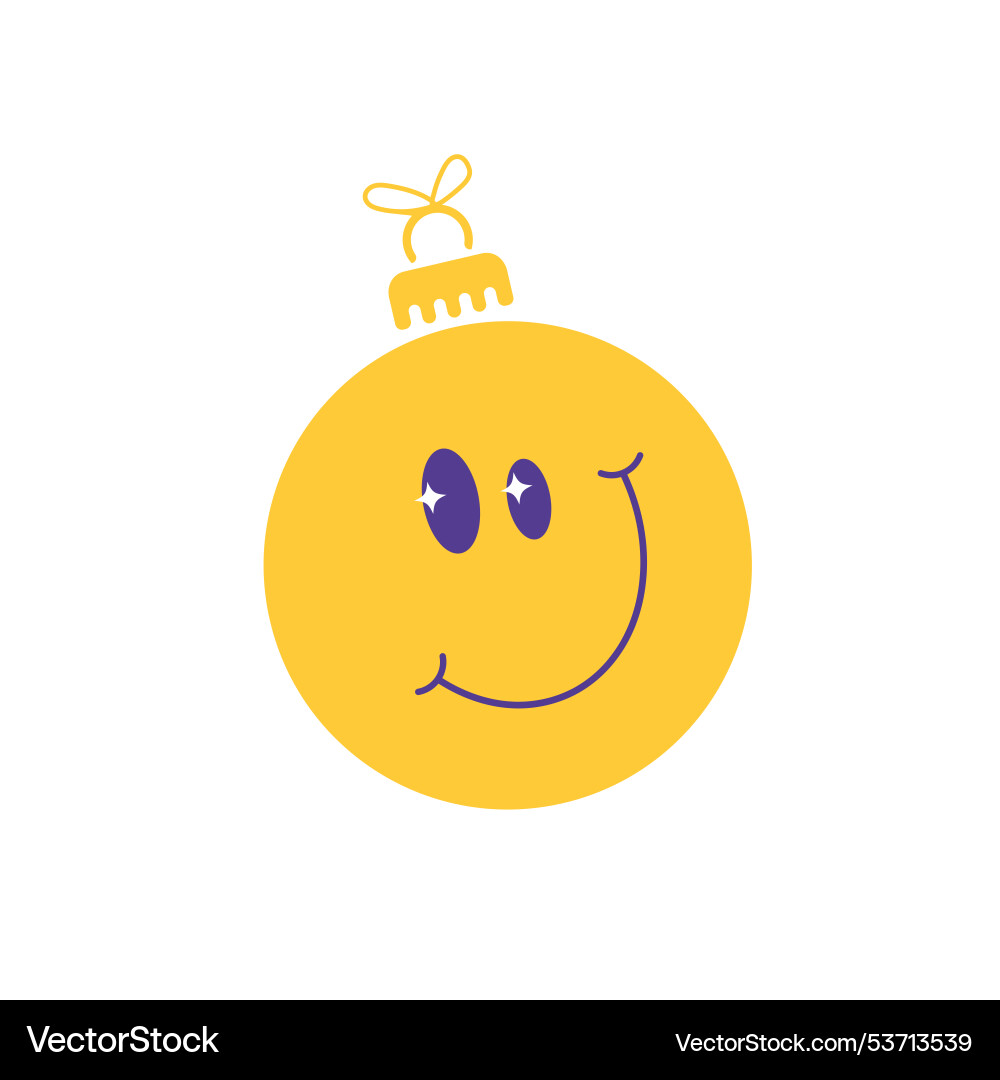 Yellow smiling face with christmas ornament Vector Image