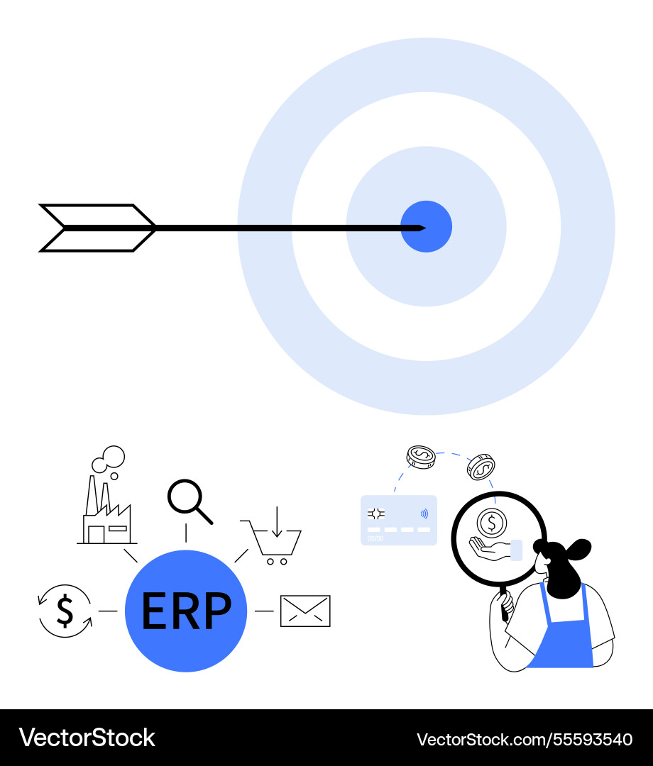 Achieving business efficiency with erp strategies Vector Image