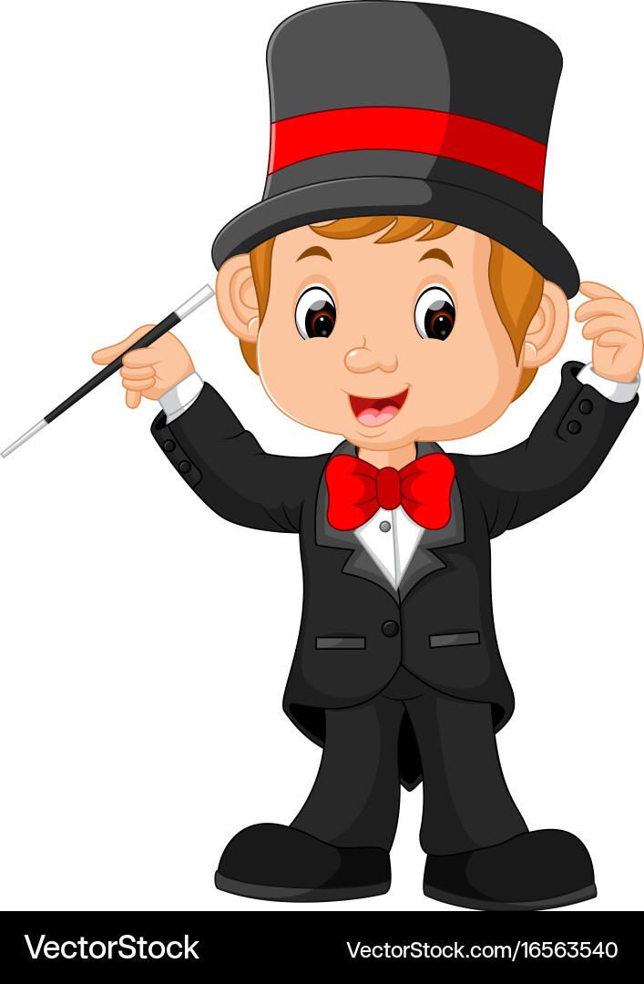 Boy magician cartoon Royalty Free Vector Image