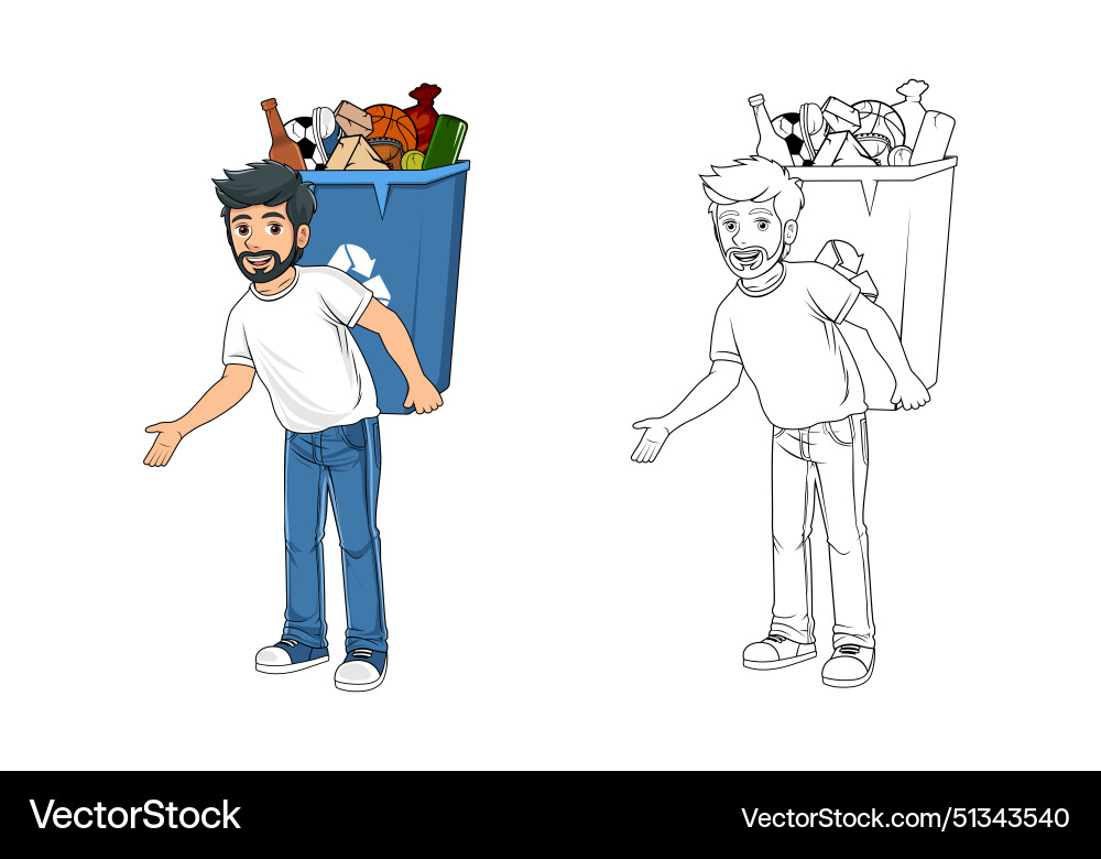 Cartoon character and trash design Royalty Free Vector Image