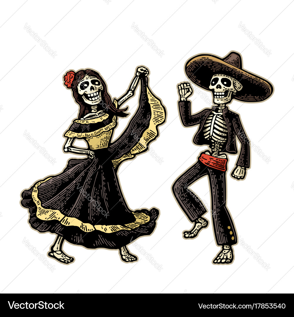 Day of the Dead Skeleton Dance Royalty Free Vector Image