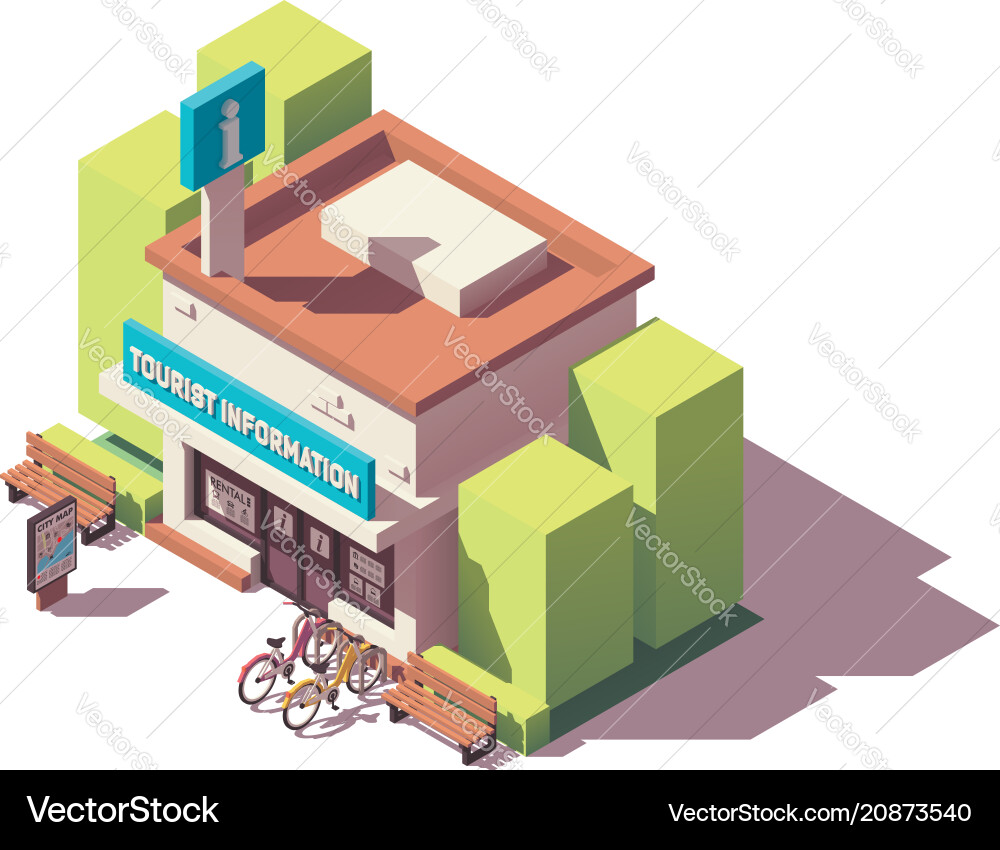 Isometric tourist information center Royalty Free Vector