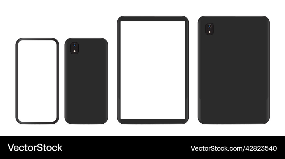 Modern realistic black mobile phone and tablet Vector Image