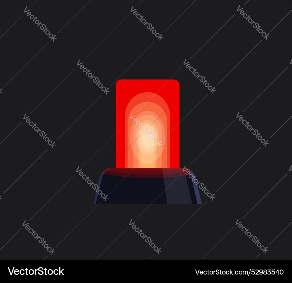 Red emergency rotating light flashing in the dark Vector Image