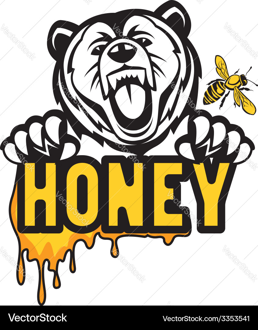 Bear bee and honey Royalty Free Vector Image - VectorStock