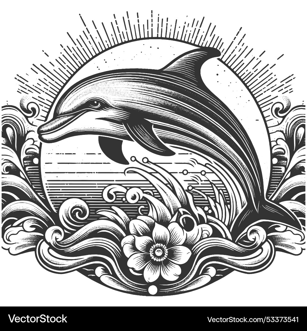 Dolphin waves Royalty Free Vector Image - VectorStock