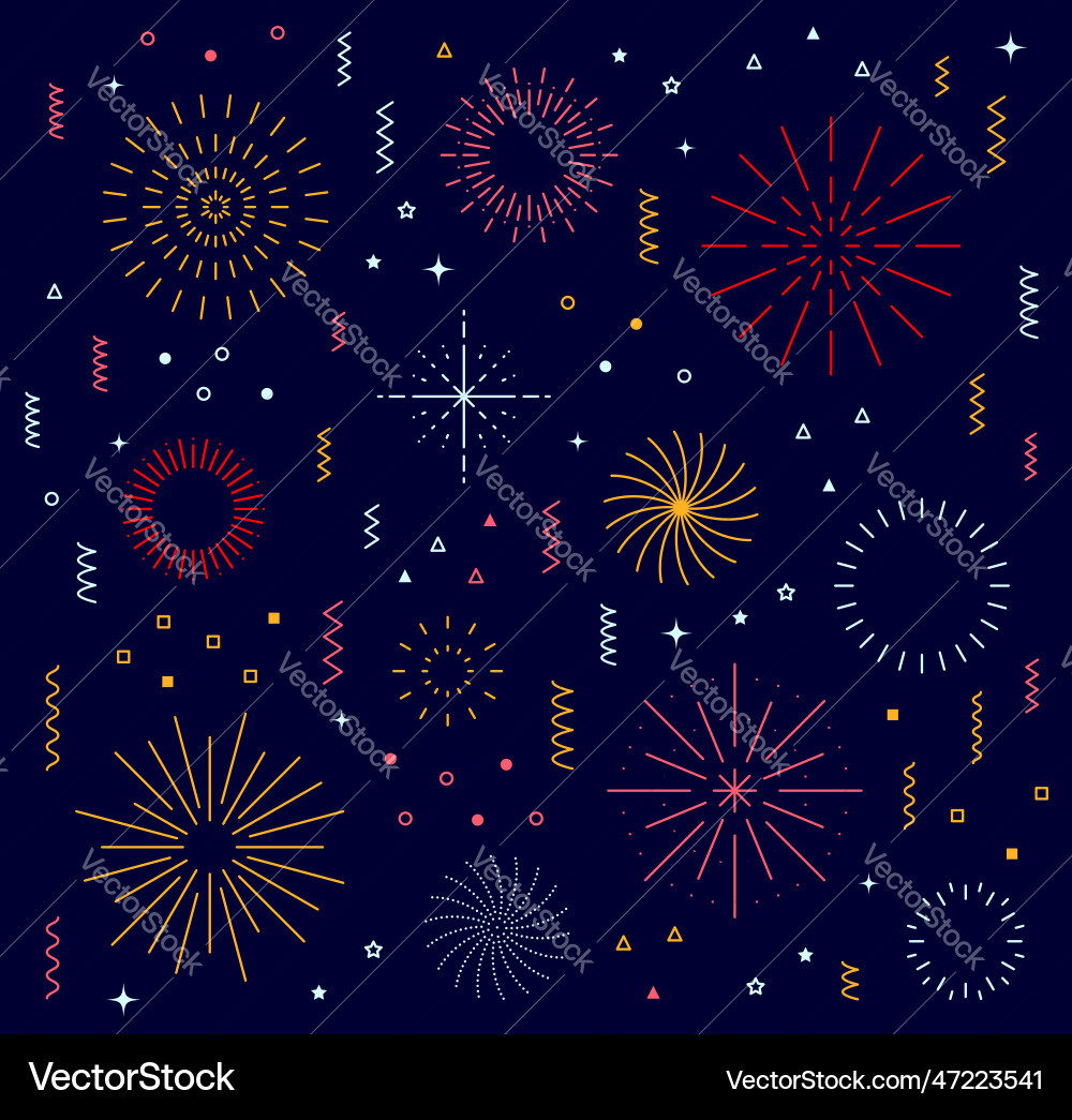 Fireworks Celebration Outline Royalty Free Vector Image