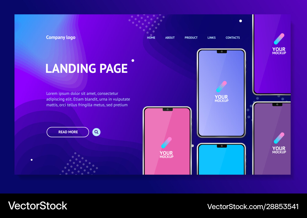 Mobile phones concept card landing web page Vector Image