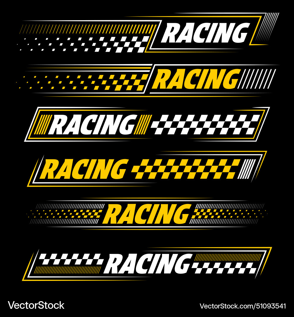 Racing white and yellow decals Royalty Free Vector Image