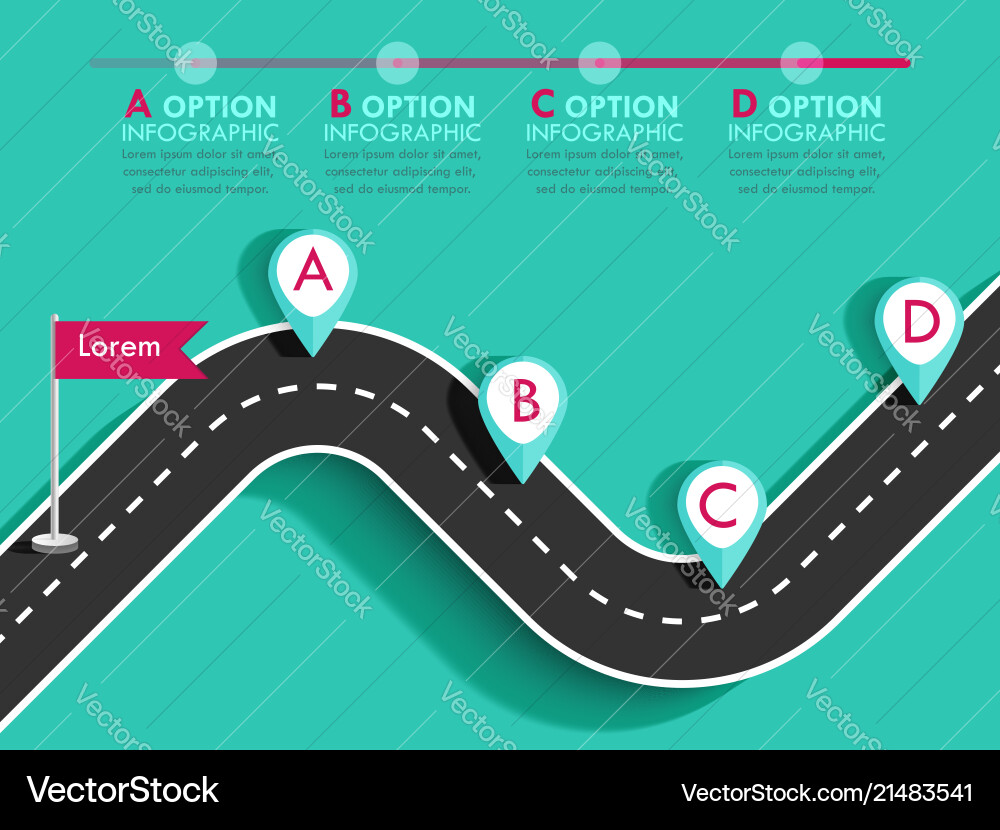 Road Trip & Journey Route Infographic Vector Image