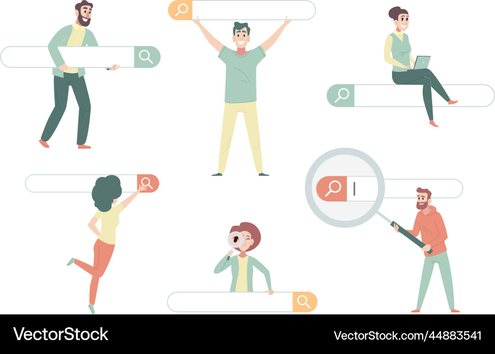 Search bars characters funny people holding Vector Image