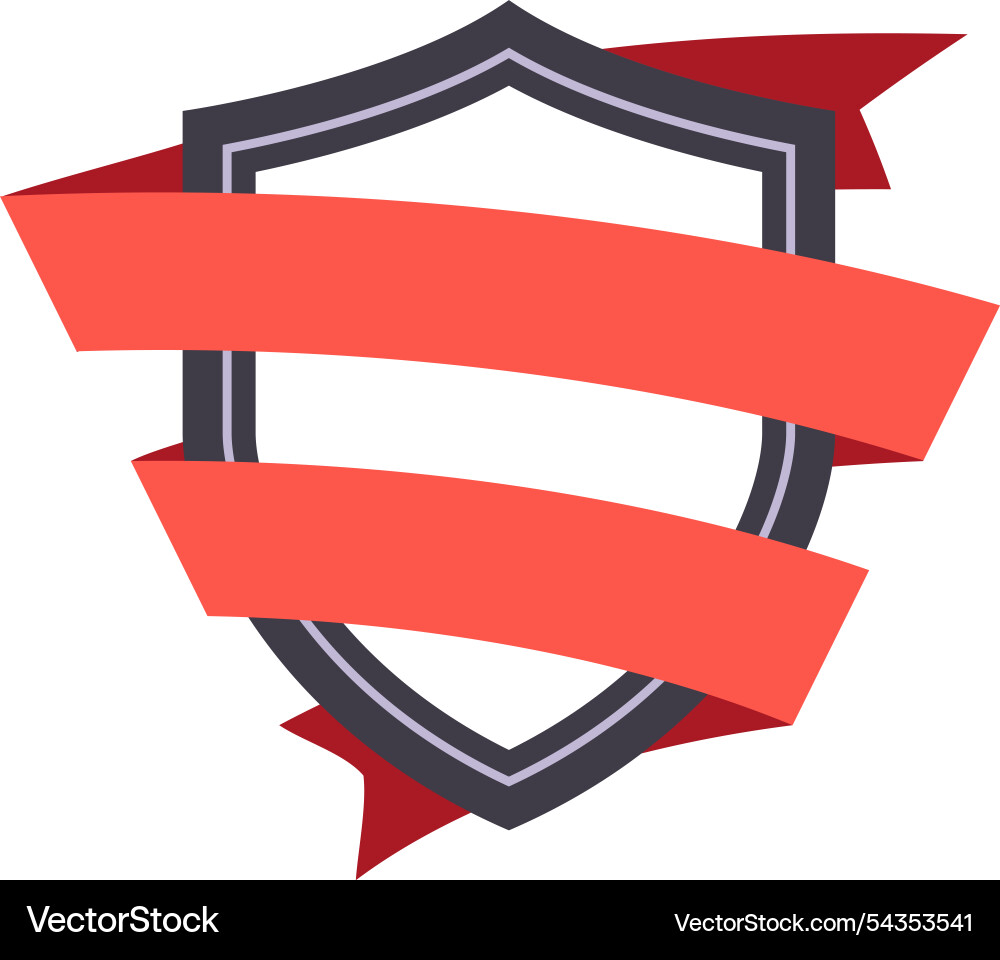 Two red ribbons wrapping a blank shield symbolize Vector Image