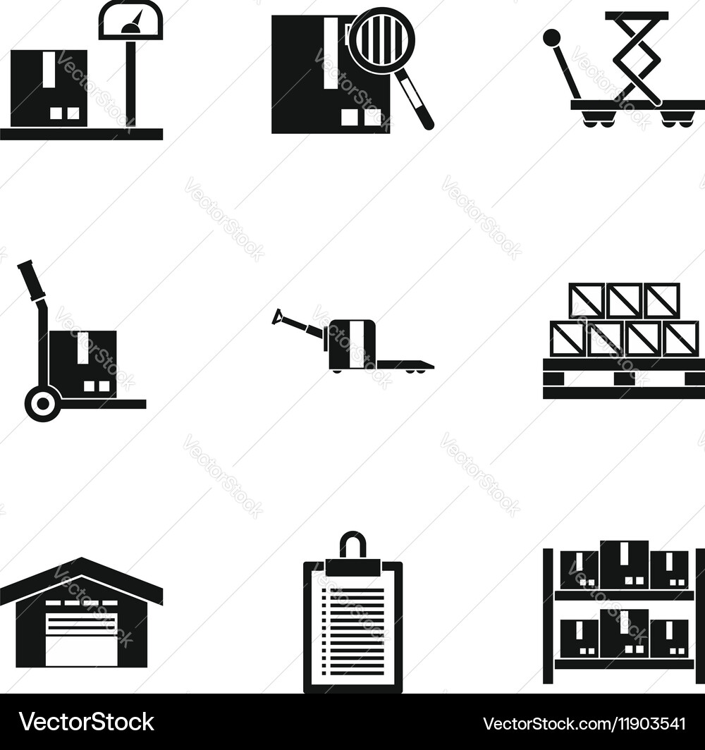 Warehouse Icon Set - Logistics Symbols Royalty Free Vector