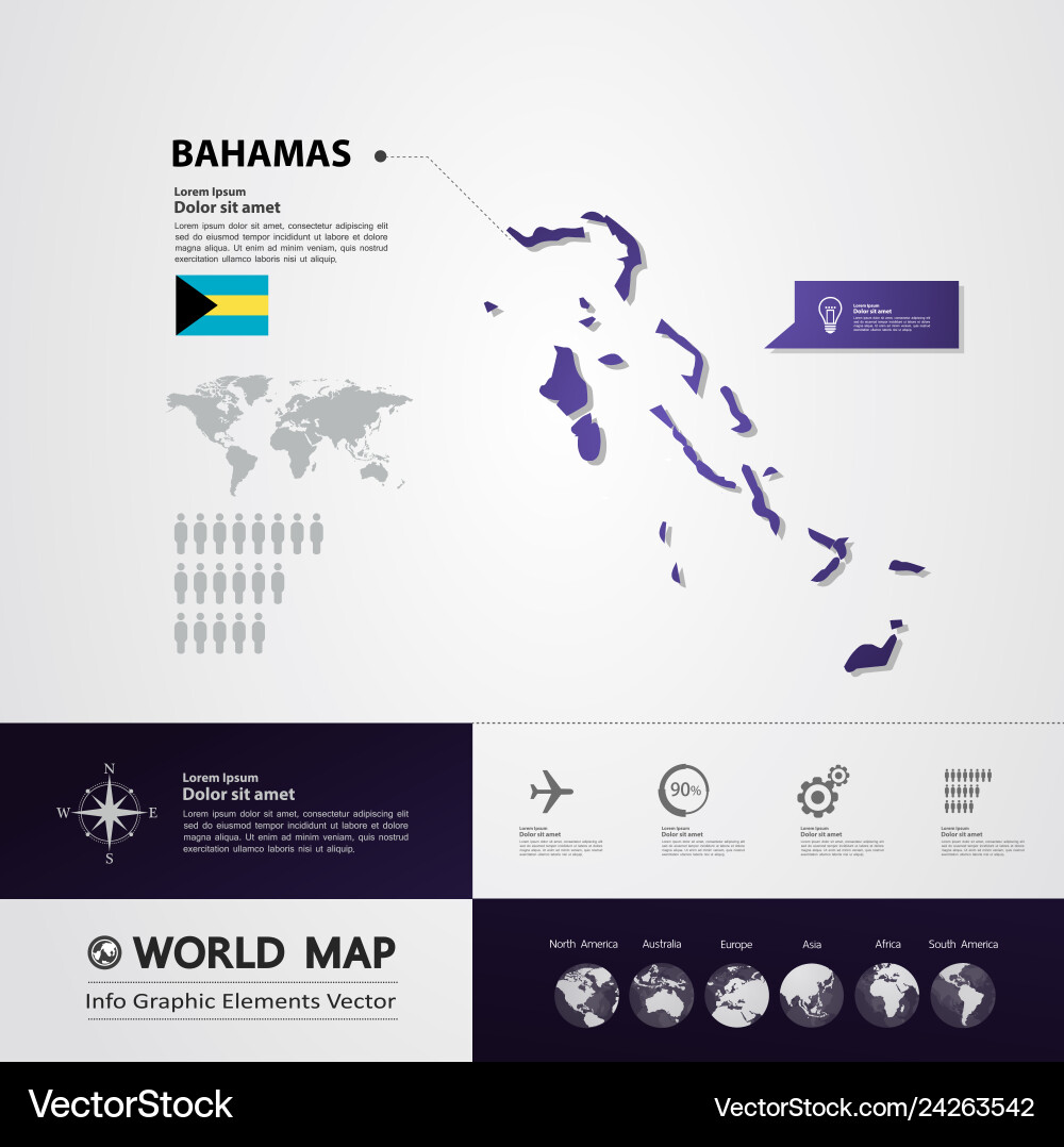 Bahamas map Royalty Free Vector Image - VectorStock
