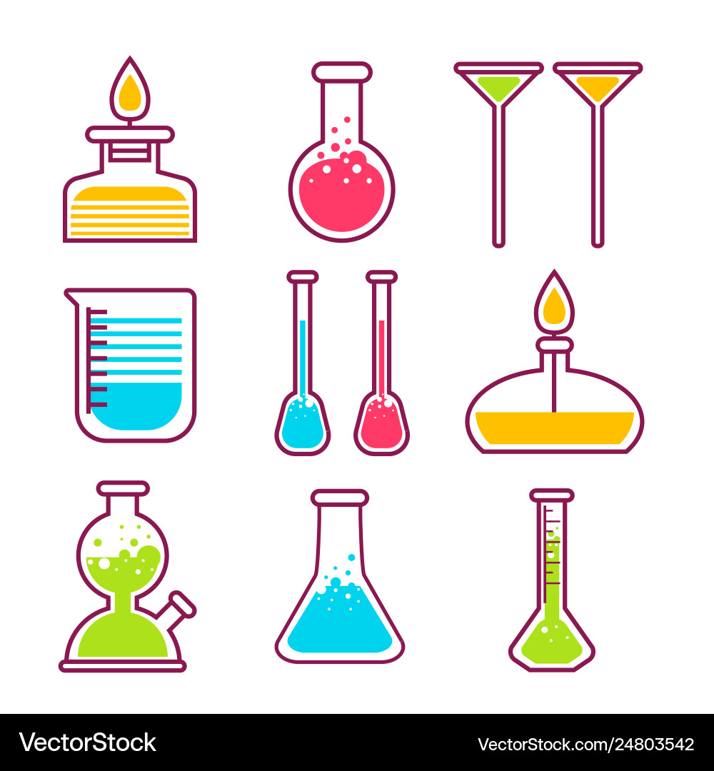 Chemistry Lab Equipment - Flasks & Beakers – Royalty-Free Vector ...