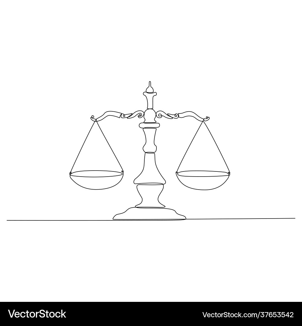 Continuous line drawing court scales symbol Vector Image