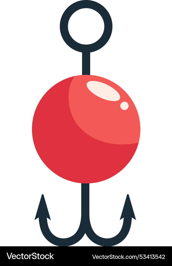 Fishing hook with red and white bobber Royalty Free Vector